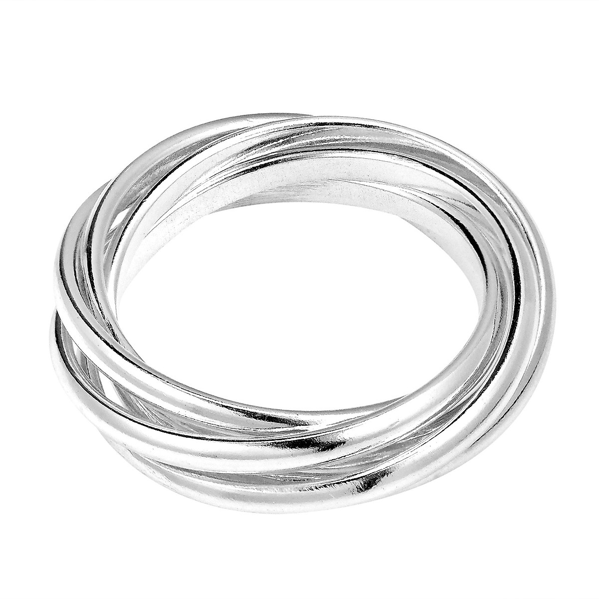 AeraVida Interconnected Puzzle 5 Band .925 Sterling Silver Ring | Classic Wedding Rings For Women | Trendy Comfort Fit Silver Rings for Women | Couple Unisex Ring | Sterling Silver Rings Sizes (10)