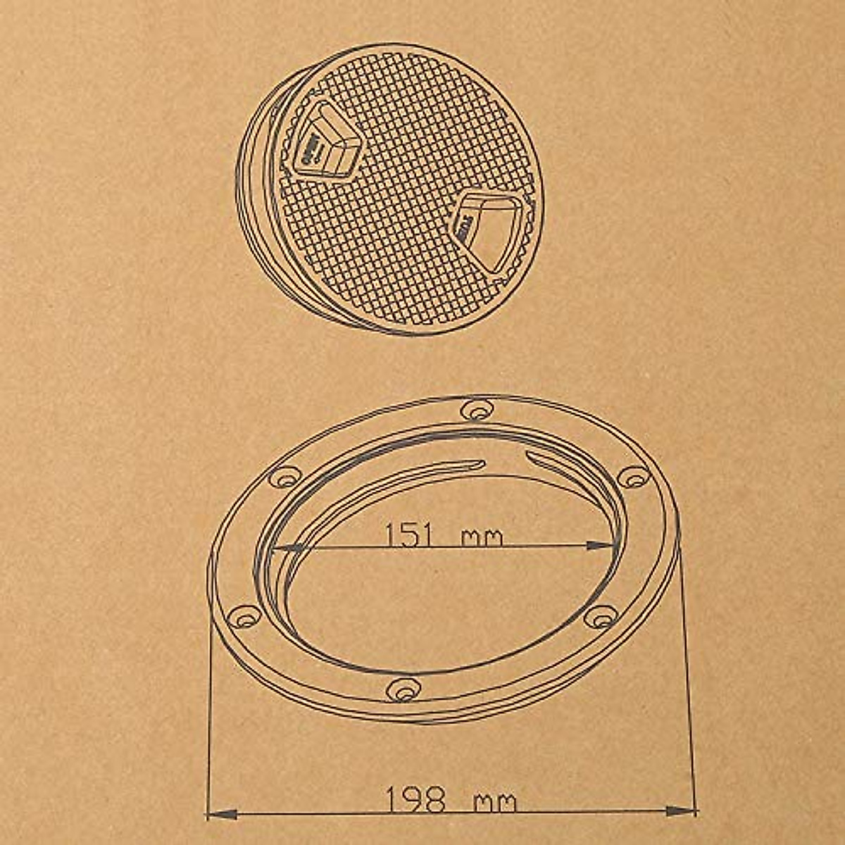 YaeMarine 2-Pack 4", 6", 7" Boat Deck Cover Marine Inspection Hatch Deck Plate Access & Lid Round Non-Slip RV Black (6")