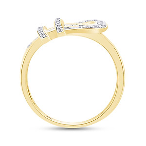 Jewel Zone US White Cubic Zirconia Belt Buckle Fashion Ring in 14k Yellow Gold Over Sterling Silver