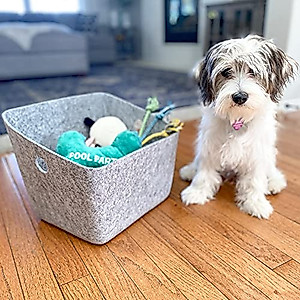 Welaxy Storage Basket Organizer Bins Cone Shelf Baskets for Magazine Books Kids Toys pet Toy Junk Organize 3-Piece (Gray x 3)