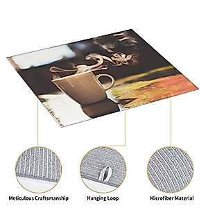 Hot coffee Printed Drying Mat For Kitchen Ultra Absorbent Microfiber Dishes Drainer Mats Non-Slip Silicone Quick Dry Pad - 18 X 16inch