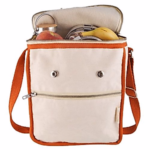 Wool Insulated Organic Cotton Lunch Bag - Orange Trim