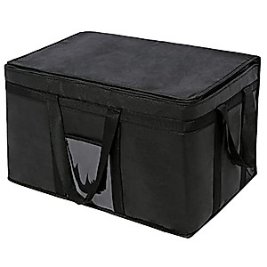 Insulated Food Delivery Bag，Reusable Food Warmer Delivery Bags for Hot and Cold,Collapsible Large Capacity and Durable, Suitable for Travel，Car，Camping (XXXL, Black)