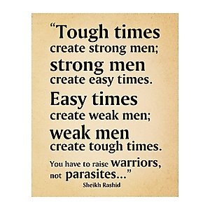 "Tough Times Create Strong Men" Motivational Quotes Wall Art-8 x 10" Typographic Distressed Parchment Print-Ready to Frame. Home-Office-School-Gym Decor. Great for Motivation! Printed on Photo Paper.