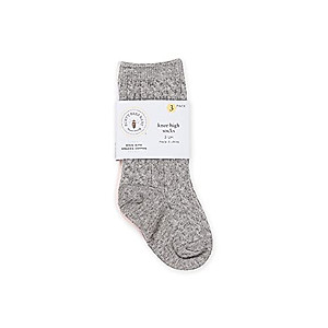 Burt's Bees Baby baby girls Socks, Set of 3 Cable Knit Knee-high Organic Cotton Stockings Socks, Multi, Months US