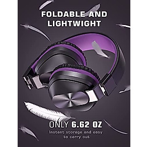 Headphones, On-Ear Wired Headphones with Microphone, Stereo Sound Headphones with 1.5m Tangle-Free Cord for Adults Children Purple