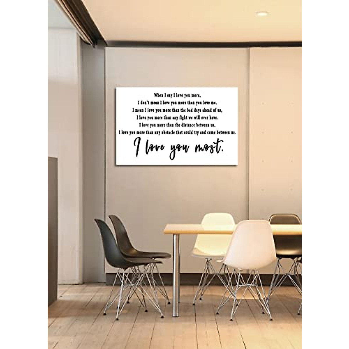 NLKTIYC I Love You More Wall Art,When I say I Love You More Canvas Print,I Love You Most Decor,Black and White Master Bedroom Picture,Over The Bed Typography Sign,Living Room Decal,Frame Easy to Hang