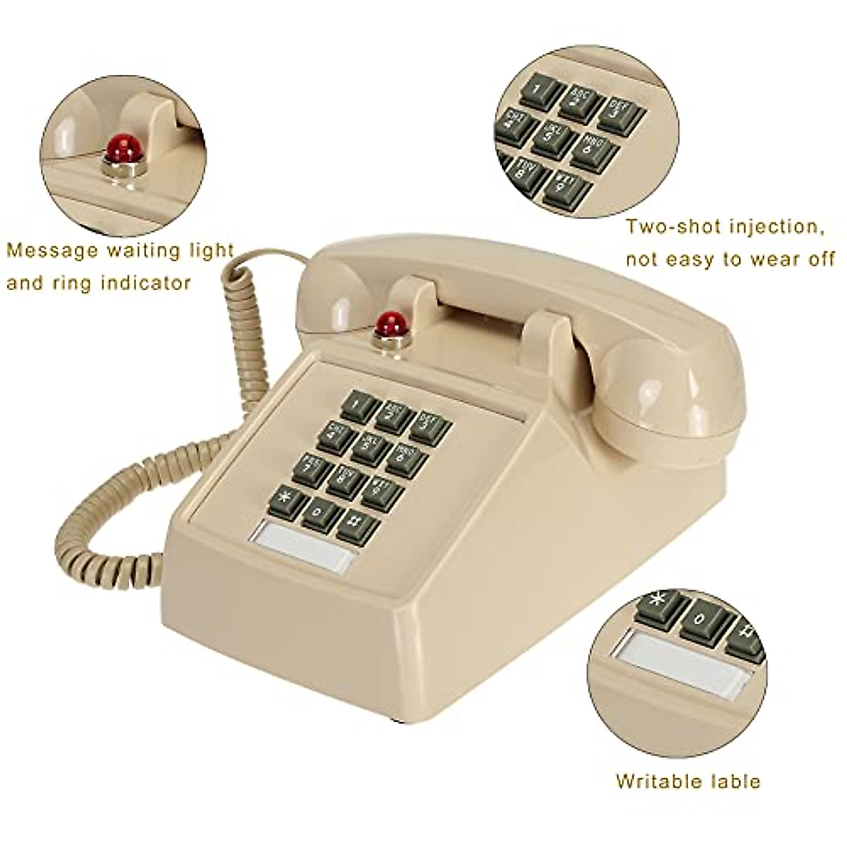 SOUJOY Vintage Cord Phone - Retro Style for Home & Office