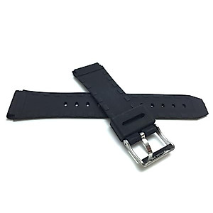 Bandini Rubber Watch Band, Black Resin Replacement for Casio Databank Calculator Watch Bands and More, Waterproof Sport Strap, 2 Spring Bars Included - 20mm