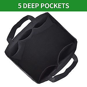 1 Pack Canvas Shopping Bags for Groceries, Holds 60 lbs Heavy Duty Reusable Canvas Grocery Bag, 8.3 gal Multi-Purpose Washable Canvas Grocery Bags Reusable Shopping Bags with 5 Pockets, Black