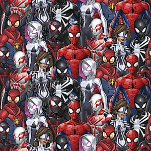 Springs Creative Marvel Spiderman Into The Spider Verse Different Packed Spiderman's Digital Premium Quality 100% Cotton Fabric by 1/2 of a Yard.
