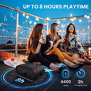 RHM K666 Karaoke Machine with Rich & Deep Bass, Powerful Sound, 2 Wireless Microphones, Rechargeable Battery, 8 Hours Playtime, Support Bluetooth/AUX/USB/PC for Home, Party, Wedding, Picnic, Outdoor