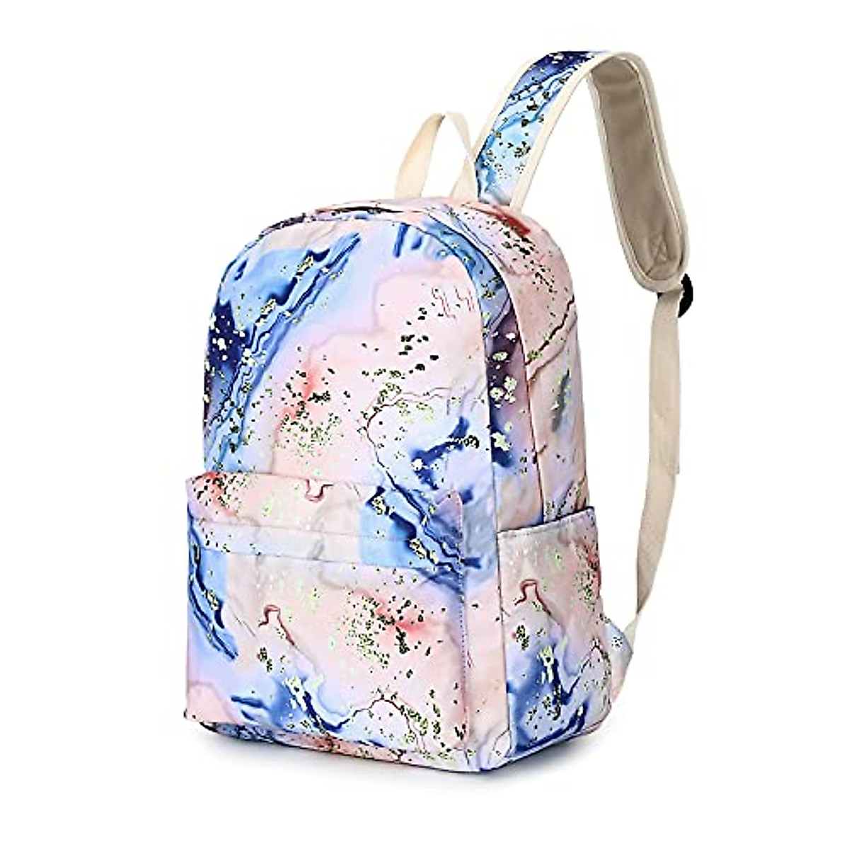 Backpack for Teen Girls School Laptop Backpacks Middle School College Marble Bookbags (Marble Orange)