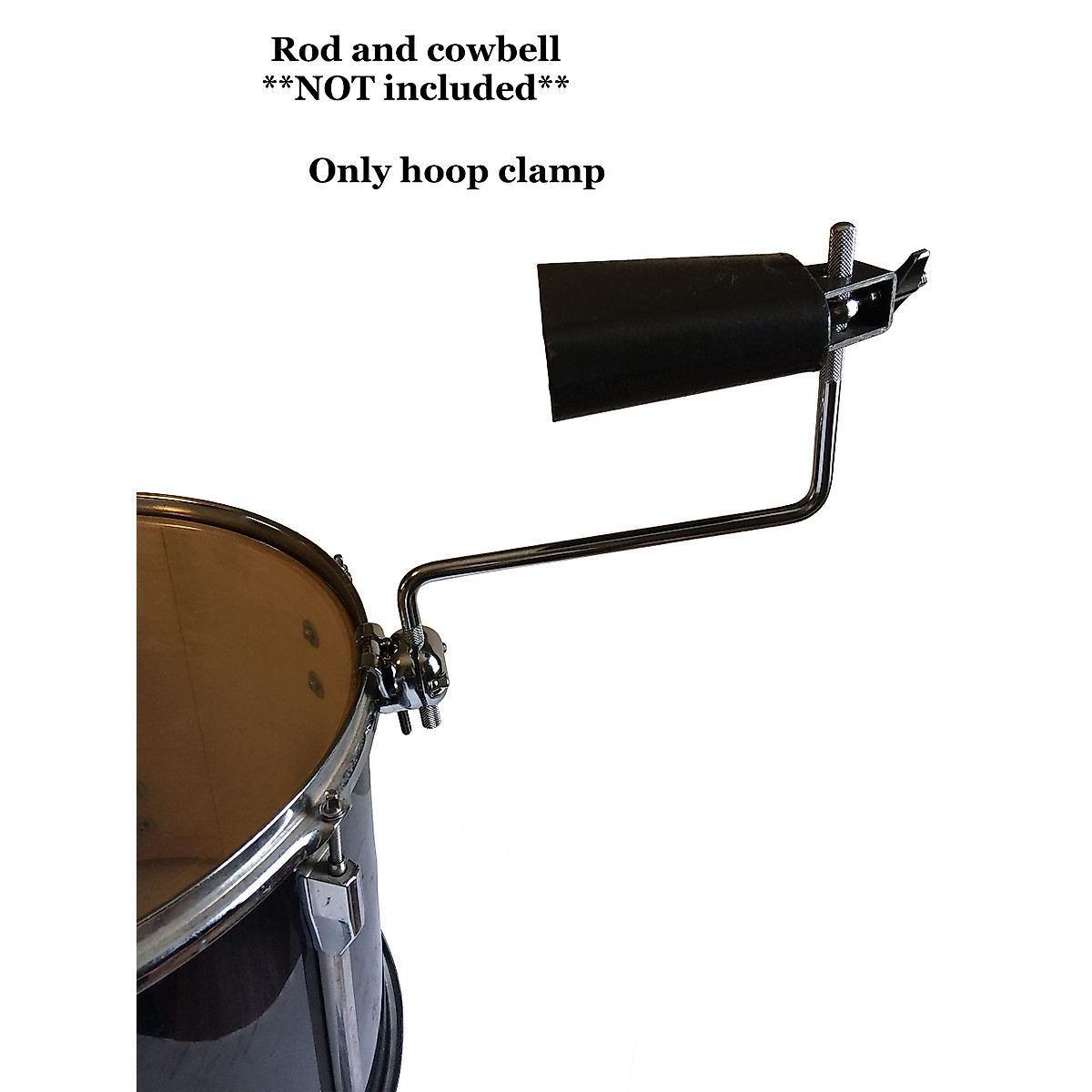 Cowbell Mount Bracket - Tom Hoop Clamp for Cowbell, Jam Block, Tambourine, Splash Cymbal