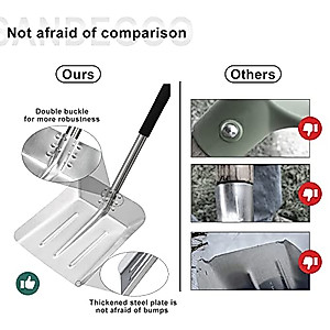 Snow Shovel for driveway-50 inch Aluminum Stainless Steel Lightweight Portable Sports Utility Forklift Trunk Camping Garden Beach Cleaning House Large Emergency