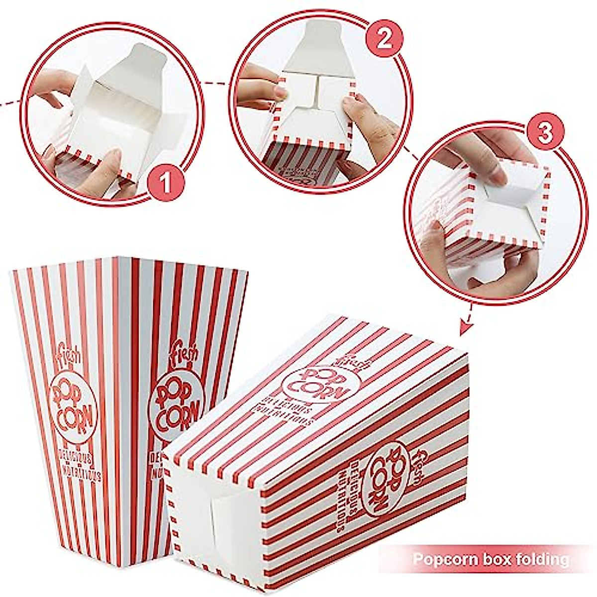 HengKe 50 Pieces Paper Popcorn Bags,Bags Disposable Paper Popcorn, Grease Resistant Popcorn for Popcorn Machine Party Christmas Thanksgiving Movie Theme Party Carnivals Popcorn Maker