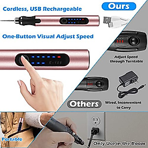 Topretty Electric Engraving Pen Kit, Cordless Rechargeable Grinding Pen with 35 Bits,Portable Mini Engraver Tools,DIY Rotary Etching Pen for Carving Glass Plastic Wood Ceramics Jewelry Manicure-Rose