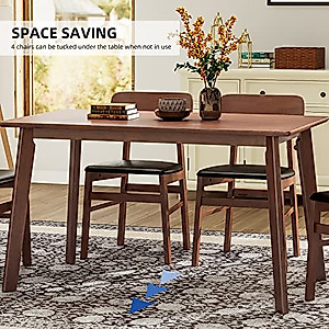 RUNWON 5 Pieces Rustic Retro Kitchen Set with 1 Dining Table and 4 Chairs, Antique Brown