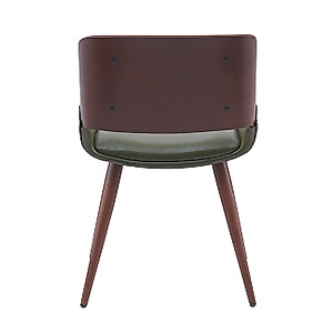 Porthos Home Basil Mid-Century Dining Chair, Water and Stain Resistant Faux Leather Upholstery, Metal Legs with Wood Finish