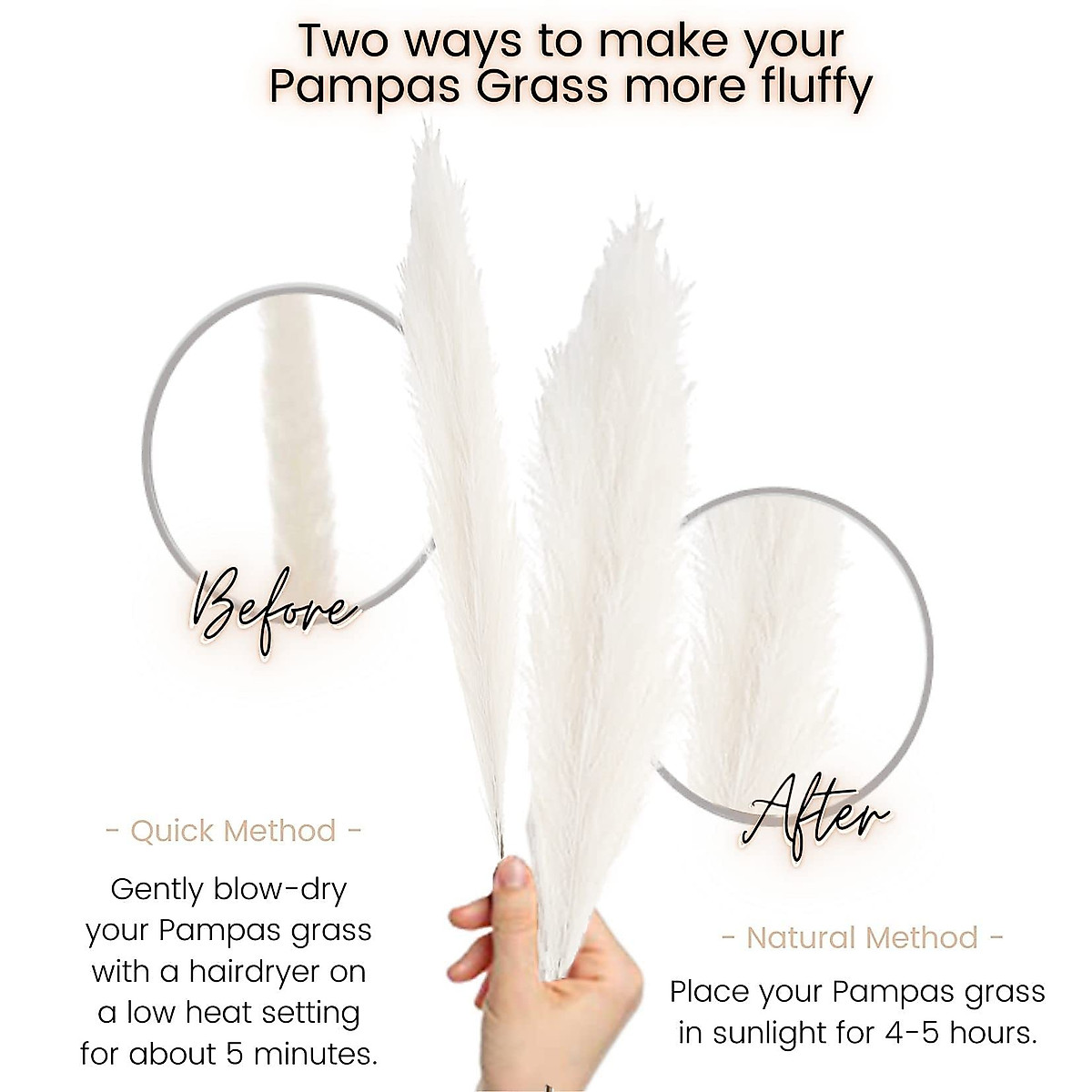 Livmore White Pampas Grass 35 Pcs, 19 inches/48cm Fluffy Natural Dried for Boho Wedding Centerpieces, Photography and Home Decor, Flower Arrangement Vase Fillers ,Kitchen and Garden Decorations