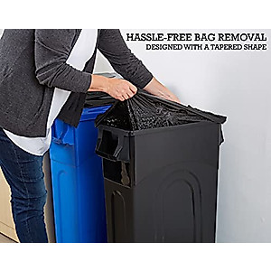 United Solutions Highboy Waste Container with Swing Lid, 23 Gallon, Space Saving Slim Profile and Easy Bag Removal, Handles for Easy Carrying, Indoor/Outdoor Use, Black, 1-Pack, (TI0082)