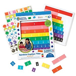 Learning Resources Rainbow Fraction Tiles - 54 Pieces, Ages 6+ Early Math Skills, Visual Aid, Math for Kids, Teacher Supplies