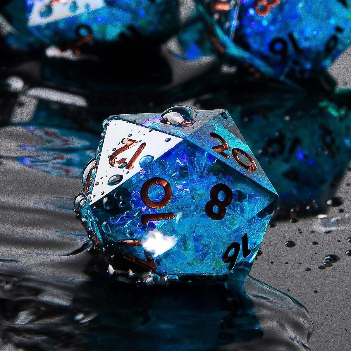 Sharp Edge DND Dice Set Handmade 7 Accessories Dice for Dungeons and Dragons TTRPG Games, Multi-Sided RPG Polyhedral Resin Sharp Edge Dice Roleplaying Games Shadowrun Pathfinder MTG