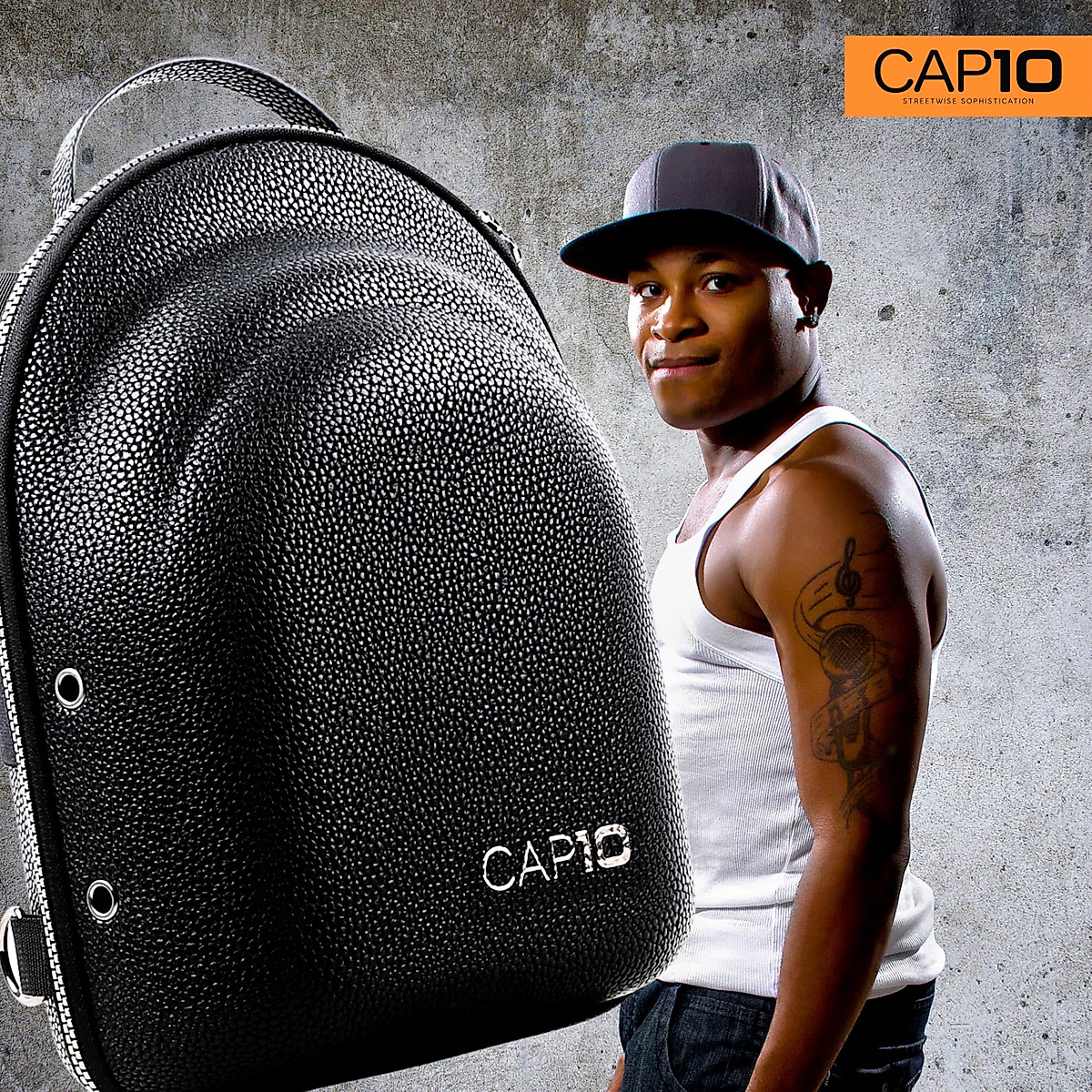 CAP10 Premium Hat Travel Case & Box - Superior Vegan Leather Cap Carrier & Organizer for Baseball Caps, New Era | Stylish Travel Hat Box for Ultimate Storage & Protection, Detachable Eyewear Box