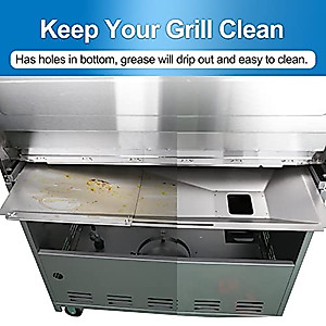Utheer Adjustable Grease Tray with Catch Pan, Universal Drip Pan for 3/4/5 Burner Gas Grill Models, Grill Replacement Parts for Nexgrill, Charbroil, Expert Grill, Dyna Glo, Kenmore, BHG and More