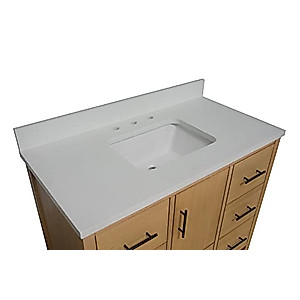 California 42-inch Bathroom Vanity (Matte White/Blonde): Includes Blonde Cabinet with Matte White Countertop and White Ceramic Sink
