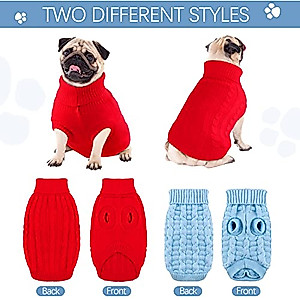 Pedgot 4 Pieces Dog Sweater Dog Winter Clothes Knit Turtleneck Pet Sweater Classic Pet Cable Knit Winter Coat Warm Dog Sweatshirt Pullover for Medium Dogs (M)