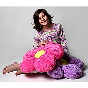 Adorable 15" Minky Flower Pink Throw Pillow