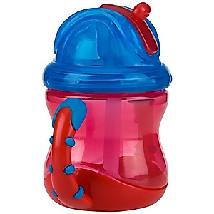 Nuby Two-Handle Flip N' Sip Straw Cup, 8 Ounce, Colors May Vary