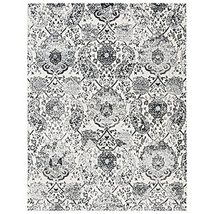 SAFAVIEH Madison Collection 9' x 12' Cream Silver MAD600D Boho Chic Glam Paisley Non-Shedding Living Room Bedroom Dining Home Office Area Rug