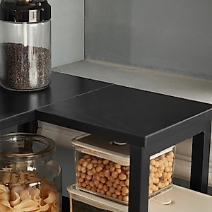 JOIN IRON Kitchen Countertop Organizer Corner Shelf, 2 Tier Shelf Moveable Corner Shelf Organizer, Space Saving Makeup Organizer Spice Rack Corner Plant Shelf (Black)