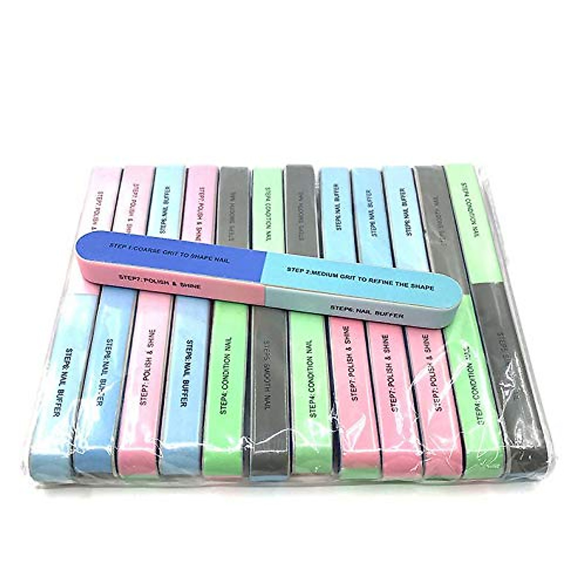 XICHEN 7-Way Nail Buffer Nail Shiner Sponge Nail Files Sanding Blocks - 12pcs