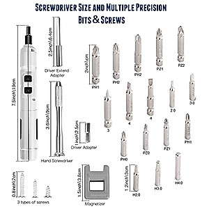 QYBEEDE Cordless Electric Screwdriver, 3.6V Mini Home Screwdriver Set Precision Bits with Screw Accessories Portable Magnetic Repair Tool Rechargeable Power Screwdriver for Phone Watch Camera Laptop