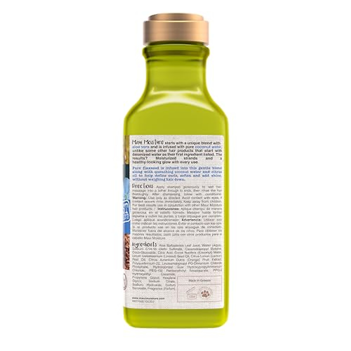 Maui Moisture Lightweight Curls + Flaxseed Shampoo, Paraben Free, Silicone Free, 13 Fl Oz,Green