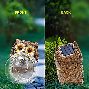 ANGMLN Owl Solar Lights Garden Outdoor, Solar Figurines Lights Decor Growing Orb Waterproof Cute Garden Statues for Patio Yard Lawn Clearance Ornaments