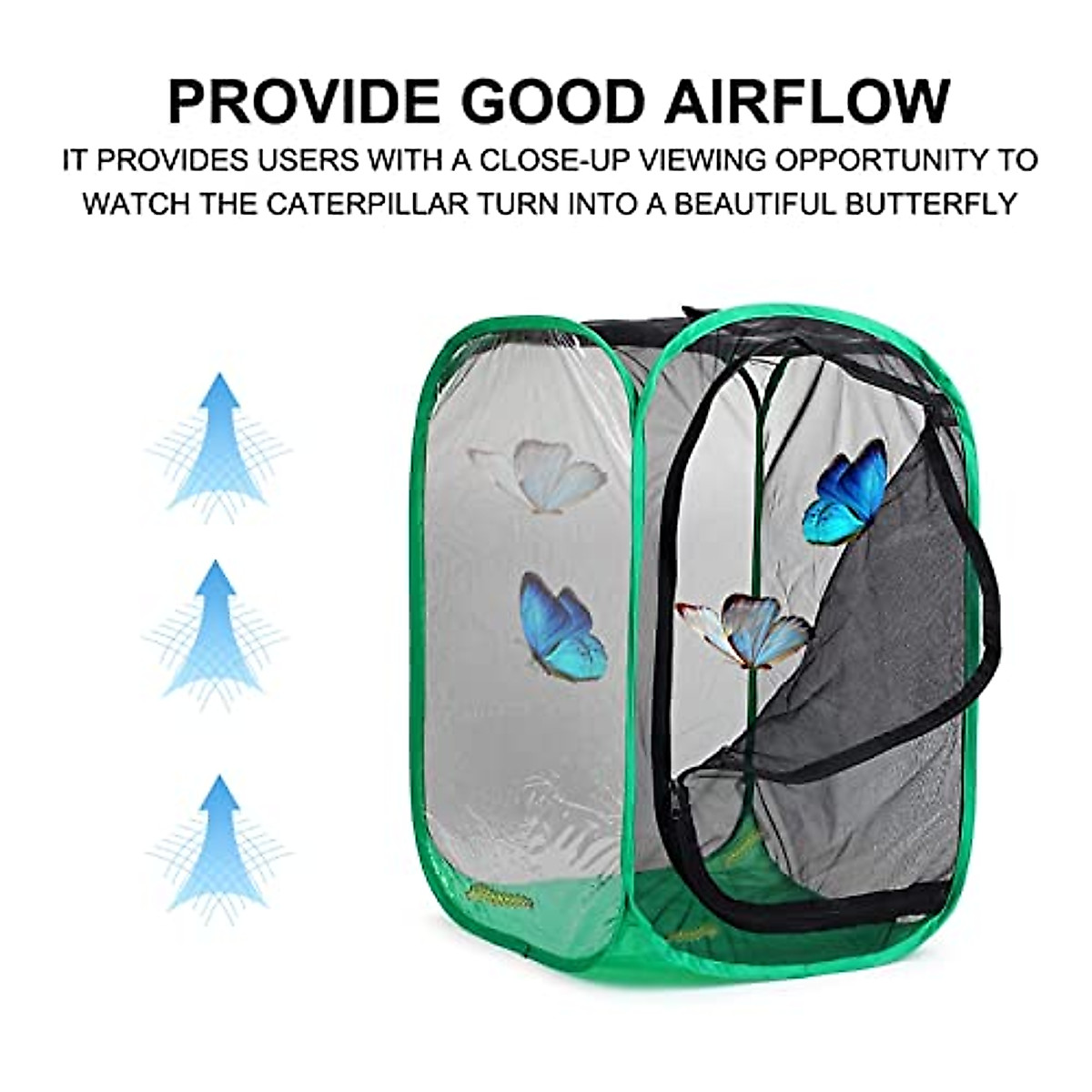 SENTIM Your Heart Foldable Insects Habitat Butterfly Cage Insects Rest Place Garden Bug Caterpillars Mesh House Portable Plant Cage (Color : Black)