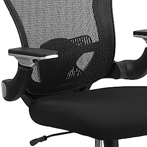Flash Furniture Sam Mid-Back Black Mesh Executive Swivel Ergonomic Office Chair with Height Adjustable Flip-Up Arms