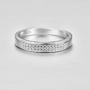 Merthus Half Eternity Jewelry CZ Stackable 18K White Gold Plated Wedding Band Ring for Women Size 9