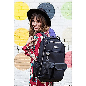 Itzy Ritzy Diaper Bag - Large Capacity Boss Backpack Diaper Bag Featuring Bottle Pockets, Changing Pad, Stroller Clips & Comfortable Straps, Coffee And Cream