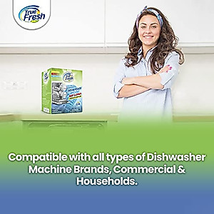 True fresh dishwasher cleaner tablets 18-Pack of 20g deep cleaning dishwasher tablets for 18 months supply, Heavy duty degreaser dish washer clean pods formulated to clean smelly Dish Washer machines