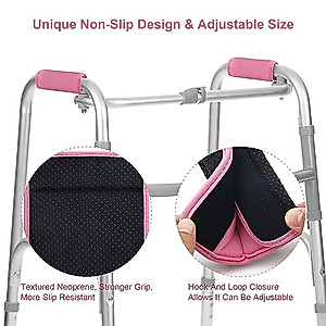 Coldairsoap Pink Walker Hand Grips Cover, 2 Pcs Walker Cushion Hand Grips for Rolling Wheelchair, Elderly Grippers, Rollator Handle