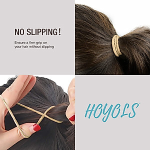 HOYOLS Blonde Ponytail Holders, No Metal Elastic Hair Ties, Braided Hair Bands Scrunchies for Girl Women Medium Hair 50 Count 4mm (Light Blonde)
