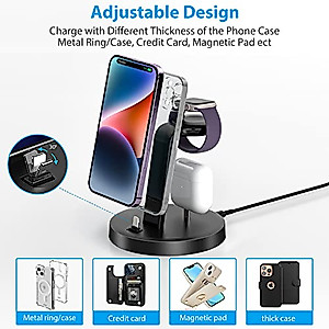 Wireless Charging Station, ORIEMAC 3 in 1 Wireless Charger for Multiple Devices Apple Watch AirPods Series, Cell Phone Wireless Charger Charging Stand Dock Pad for iPhone 14/13/12/Pro/Max/Plus