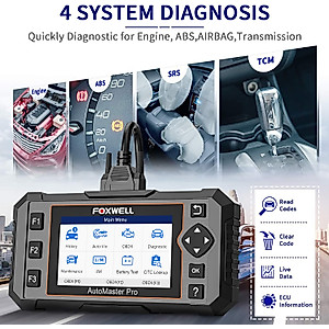 2024 FOXWELL Code Reader NT614 Elite OBD2 Scanner Diagnostic Tool, Engine Airbag Transmission ABS Scanner for Car with ABS Bleeding, SAS Calibration, Throttle Oil Reset EPB Scan Tool Auto VIN Scanner