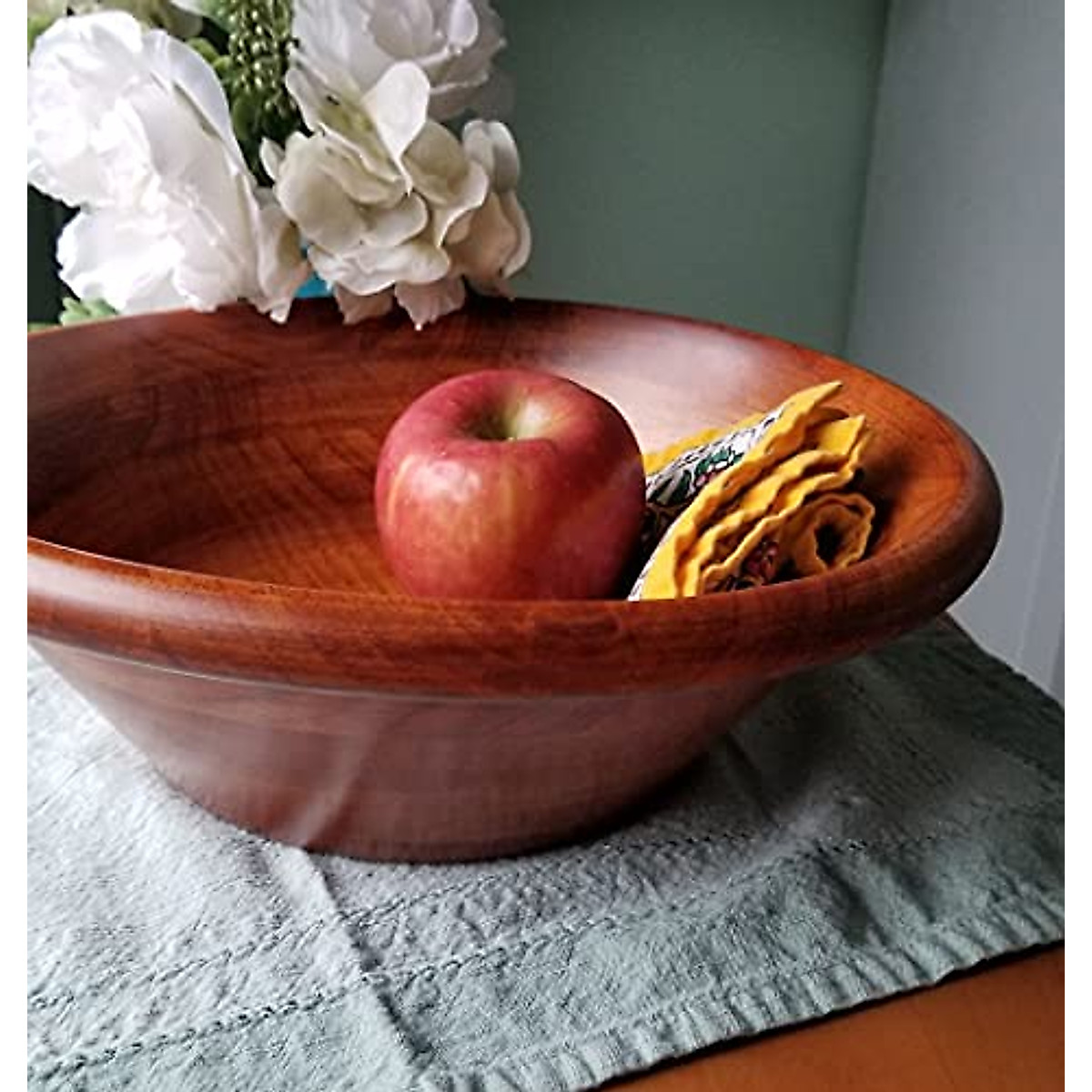 Lipper International Cherry Finished Round Rim Serving Bowls with Server Utensils, 7-Piece Set, Assorted Sizes