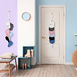 Windyun 2 Pcs Boho Hat Rack for Baseball Caps, Holds up to 20 Hats, Macrame Hat Hangers for Wall, Hanging Cap Holder over Door for Caps Decoration and Display